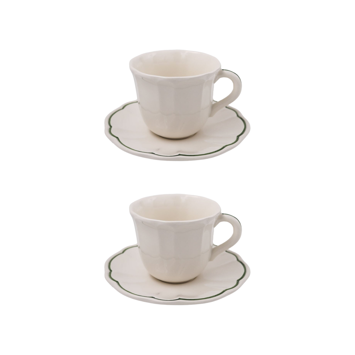 Romilly Teacup & Saucer, Green, Set of 2 – Skye McAlpine Tavola